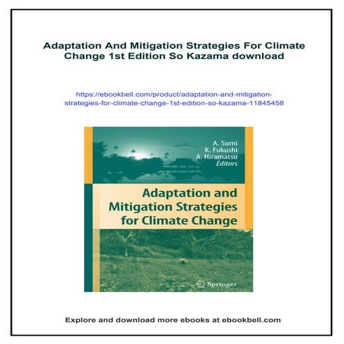 Adaptation And Mitigation Strategies For Climate Change 1st Edition So ...
