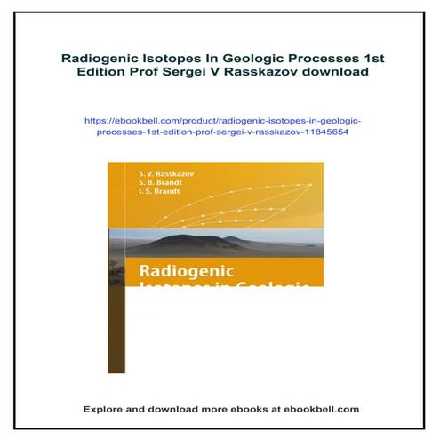 Radiogenic Isotopes In Geologic Processes 1st Edition Prof Sergei V ...