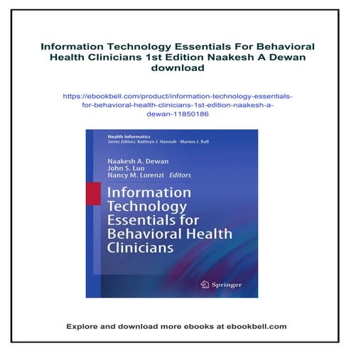 Information Technology Essentials For Behavioral Health Clinicians 1st ...