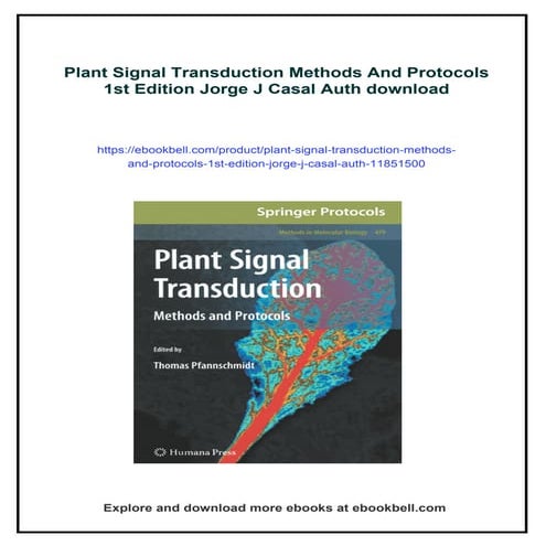 Plant Signal Transduction Methods And Protocols 1st Edition Jorge J ...
