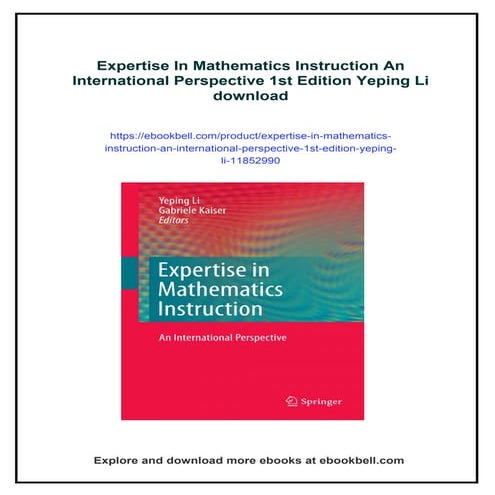 Expertise In Mathematics Instruction An International Perspective 1st ...