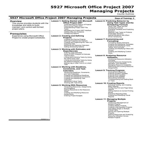 5927 ms office project 2007 - managing projects | DOC