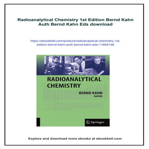 Radioanalytical Chemistry 1st Edition Bernd Kahn Auth Bernd Kahn Eds | PDF
