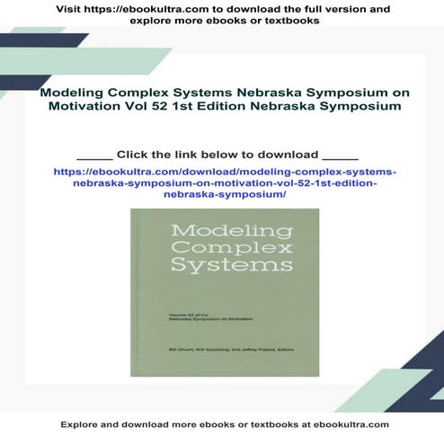 Modeling Complex Systems Nebraska Symposium on Motivation Vol 52 1st ...