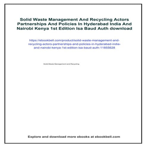 Solid Waste Management And Recycling Actors Partnerships And Policies ...