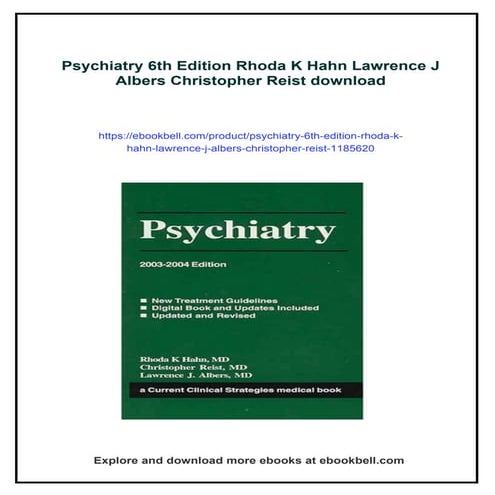 Psychiatry 6th Edition Rhoda K Hahn Lawrence J Albers Christopher Reist ...