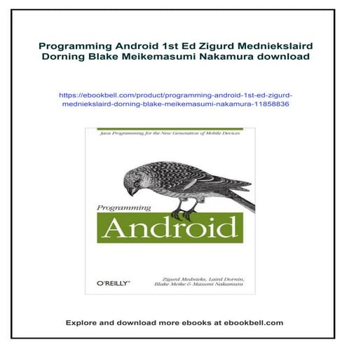 Programming Android 1st Ed Zigurd Medniekslaird Dorning Blake ...