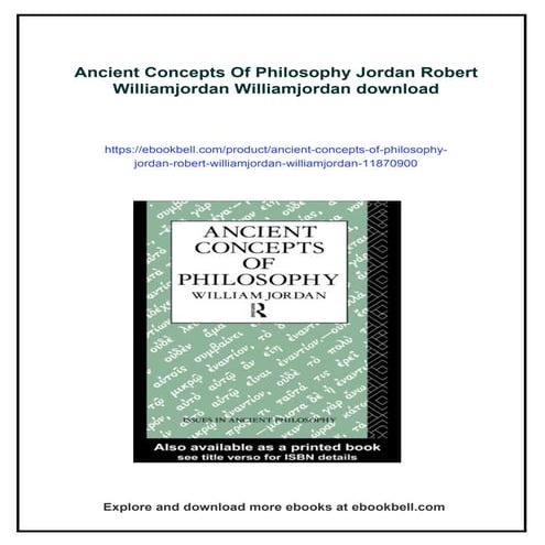 Ancient Concepts Of Philosophy Jordan Robert Williamjordan ...