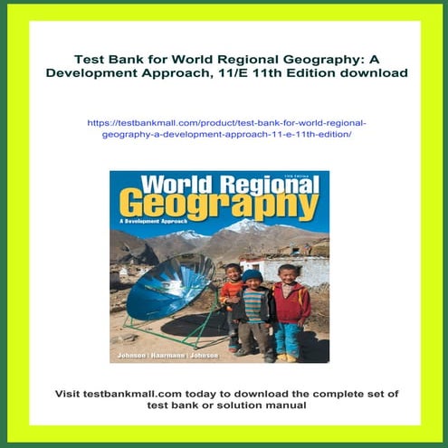 Test Bank for World Regional Geography: A Development Approach, 11/E ...