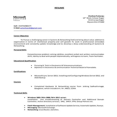 Chethan New Resume | DOCX