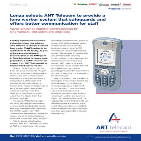 Case study Lonza | PDF | Telecommunications Industry | Industries