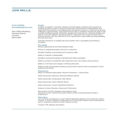 Official Jon Mills CV | PDF