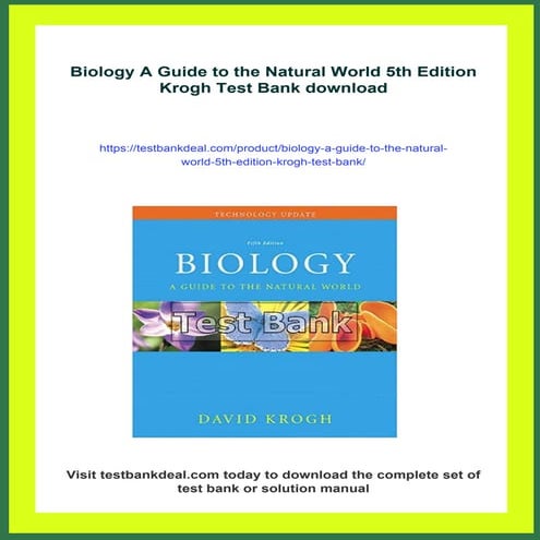 Biology A Guide to the Natural World 5th Edition Krogh Test Bank | PDF