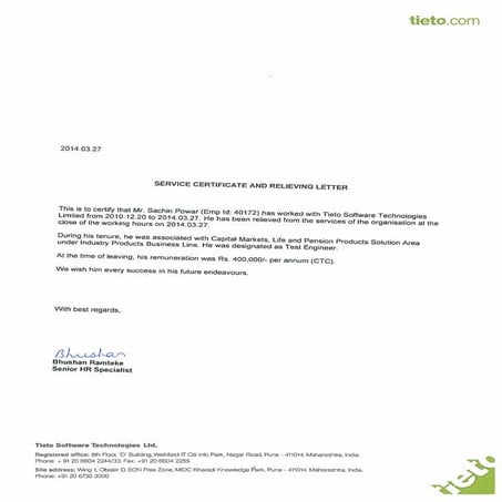 Tieto Releaving letter1 | PDF