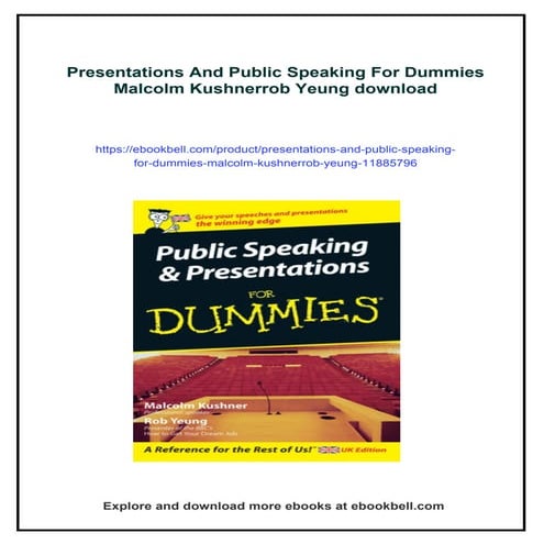 Presentations And Public Speaking For Dummies Malcolm Kushnerrob Yeung ...