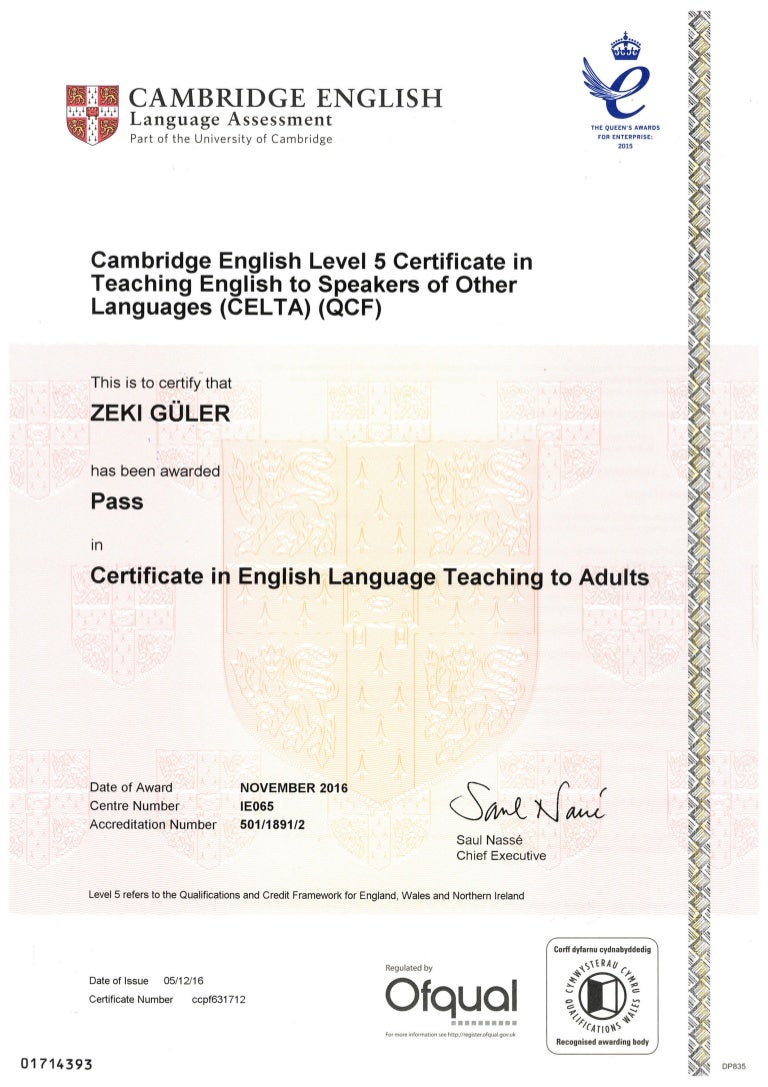CELTA Certificate