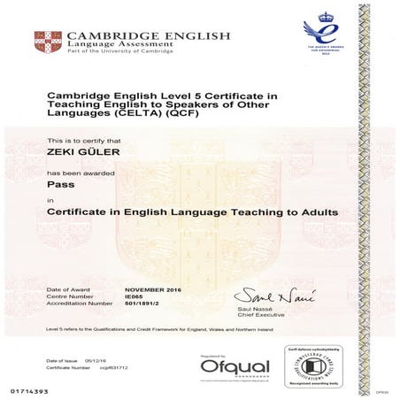 CELTA Certificate | PDF