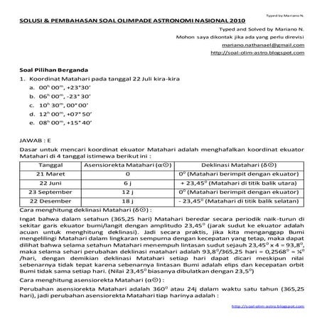 Osn astro prov 2009 | PDF