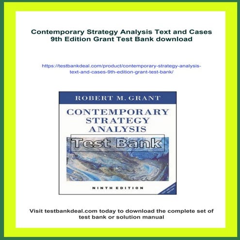 Contemporary Strategy Analysis Text and Cases 9th Edition Grant Test ...
