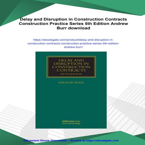 Delay and Disruption in Construction Contracts Construction Practice ...