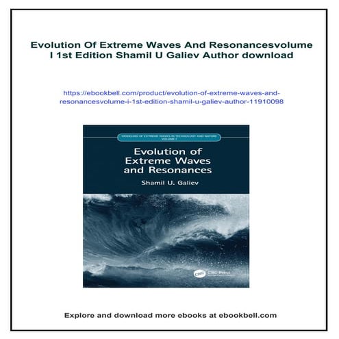 Evolution Of Extreme Waves And Resonancesvolume I 1st Edition Shamil U Galiev Author | PDF