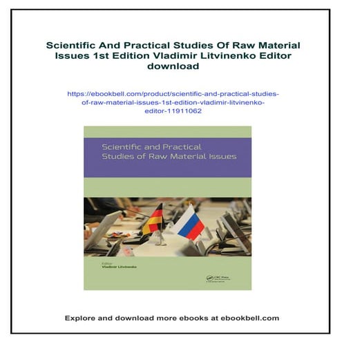 Scientific And Practical Studies Of Raw Material Issues 1st Edition ...