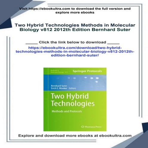 Two Hybrid Technologies Methods in Molecular Biology v812 2012th Edition Bernhard Suter | PDF