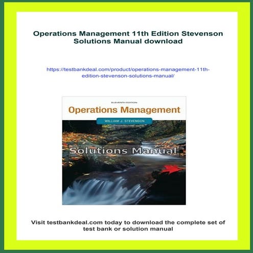 Operations Management 11th Edition Stevenson Solutions Manual | PDF