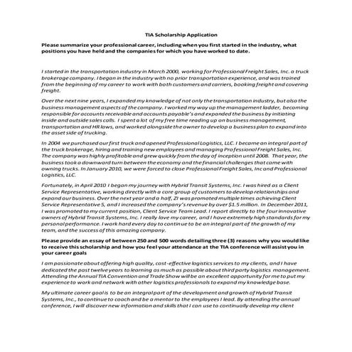 TIA Scholarship Application | PDF