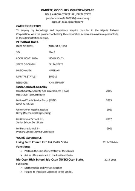 ODI OGBONNAYA CHRISTOPHER. CV - new | PDF