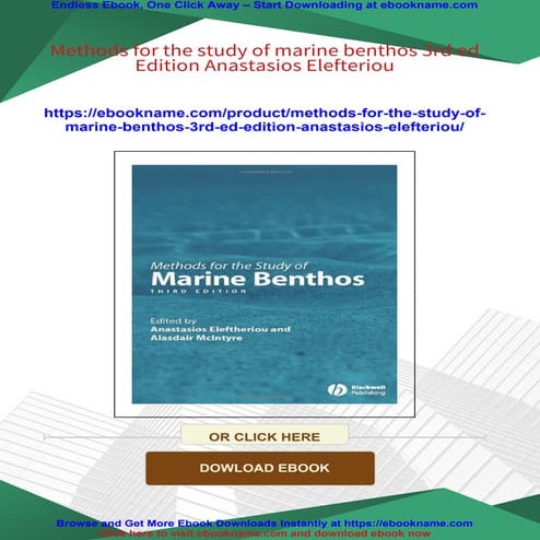 Methods for the study of marine benthos 3rd ed Edition Anastasios Elefteriou | PDF