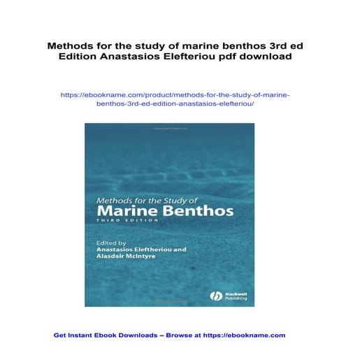 Methods for the study of marine benthos 3rd ed Edition Anastasios Elefteriou | PDF