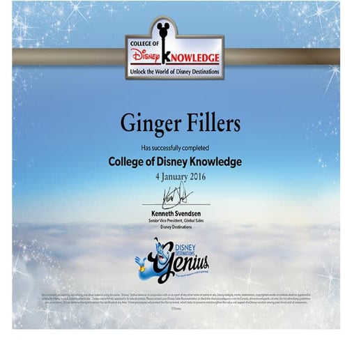 2016 Disney College of Knowledge Certificate | PPT