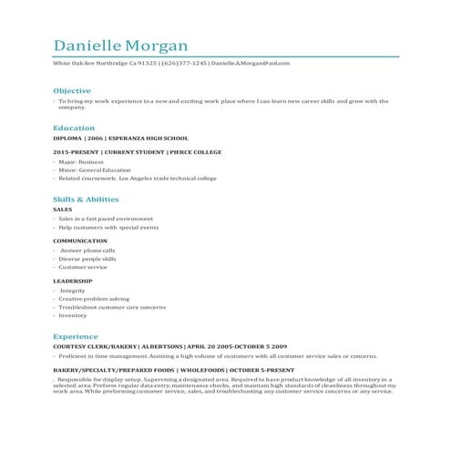 Danielle Morgan resume | PDF