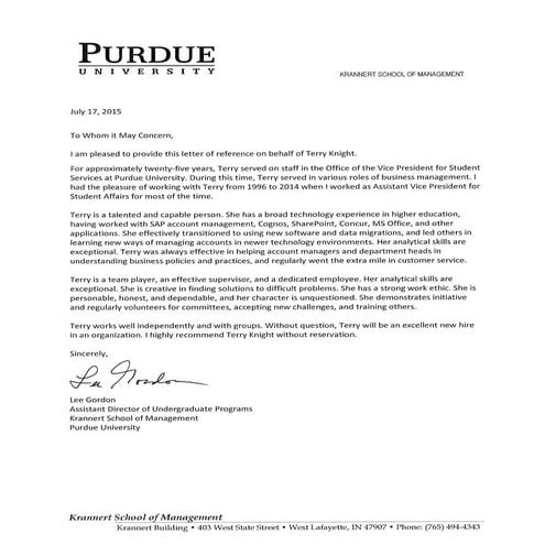 Knight Reference Letter | PDF