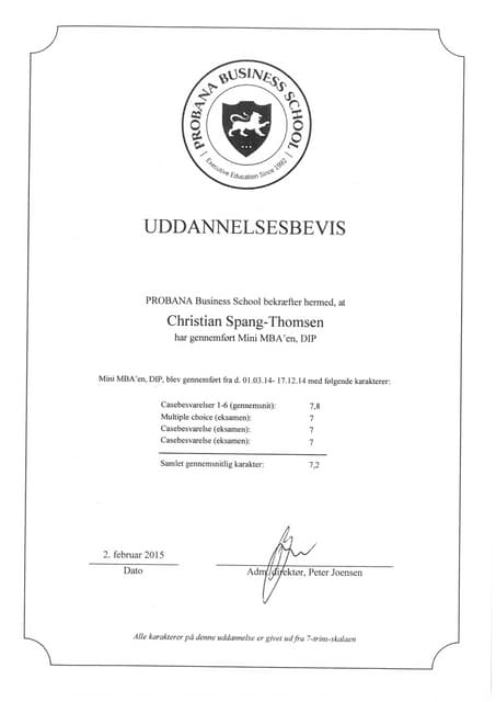 Uddannelsesbevis CBA | PDF