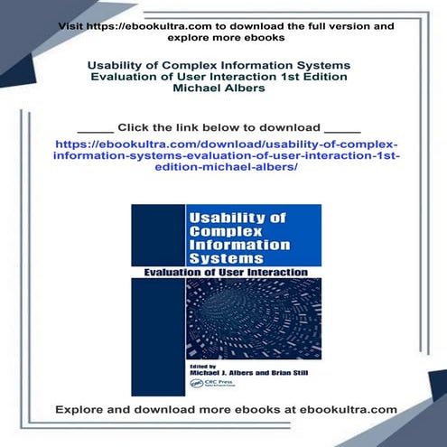 Usability of Complex Information Systems Evaluation of User Interaction 1st Edition Michael ...