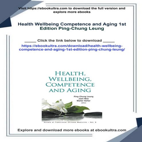 Health Wellbeing Competence and Aging 1st Edition Ping-Chung Leung | PDF