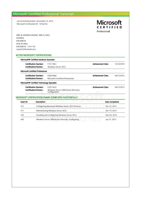 MS_Learning_Transcript.PDF | Technology & Computing