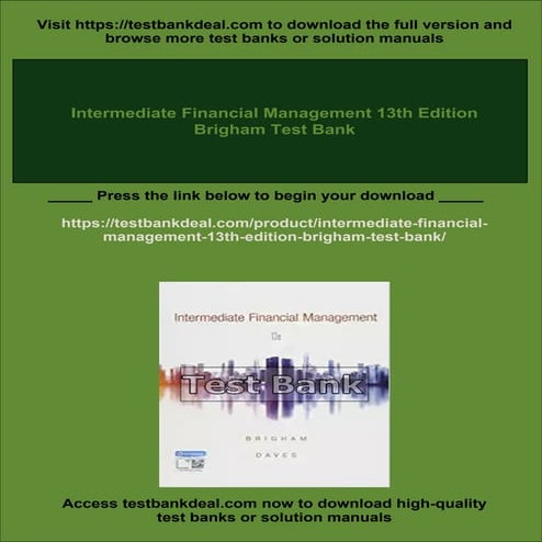 Intermediate Financial Management 13th Edition Brigham Test Bank | PDF