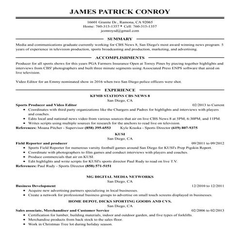 JAMES PATRICK CONROY Resume 1(1) | PDF