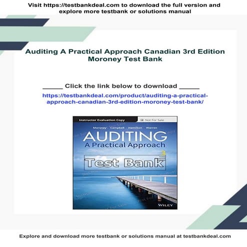 Auditing A Practical Approach Canadian 3rd Edition Moroney Test Bank | PDF
