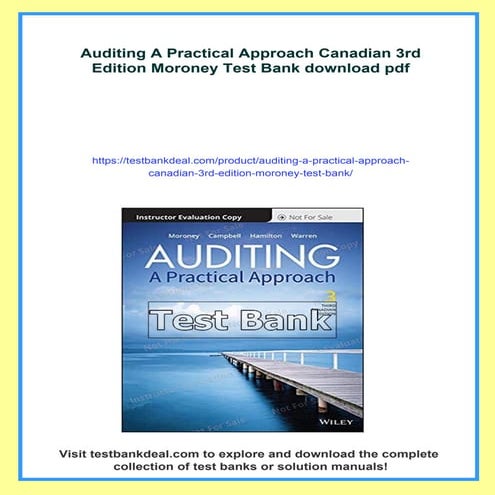 Auditing A Practical Approach Canadian 3rd Edition Moroney Test Bank | PDF