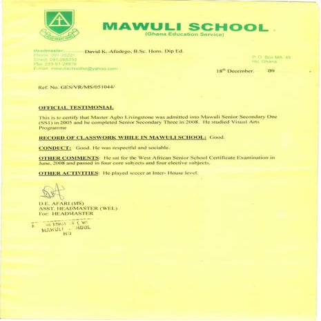 TESTIMONIAL-SHS | PDF