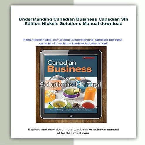 Understanding Canadian Business Canadian 9th Edition Nickels Solutions ...