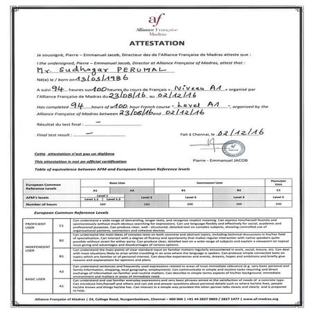 French language certificate | PDF