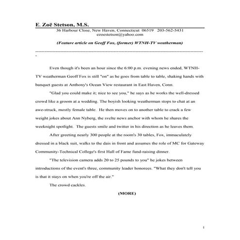 Geoff Fox Profile | DOC