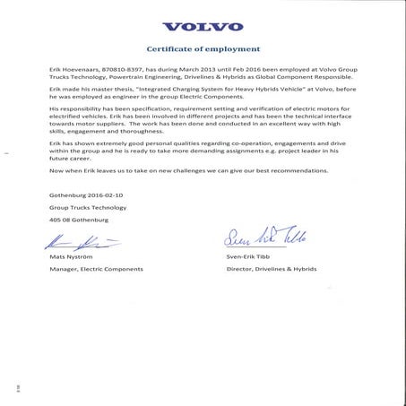 Recommendation letters Volvo | PDF