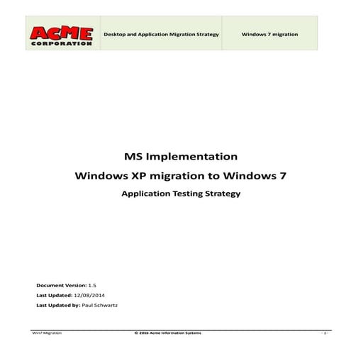 Acme WIndows 7 Migration Strategy | PDF