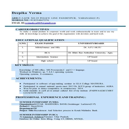 Deepika verma CV33 | DOCX